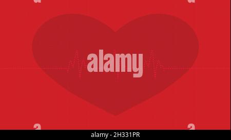 Red heartbeat diagram. Electrocardiogram chart. Heart cardiac rhythm ...