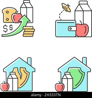 Poverty color line icons set. Pictograms for web page, mobile app ...