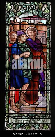 Stained glass window by Mary Lowndes; Jesus foretelling the destruction ...