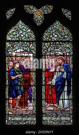 The stained glass window at SS Peter and Paul Church in Bow Valley ...