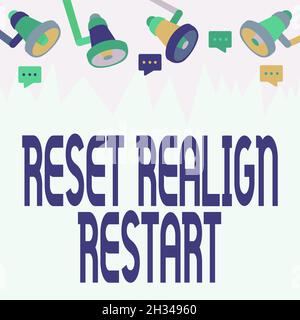 Hand writing sign Reset, Business showcase cause device return to its ...