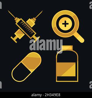 golden icons syringe Stock Vector Image & Art - Alamy