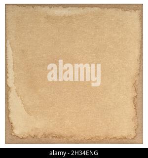 Used paper sheet. Old cardboard with stains isolated on white ...