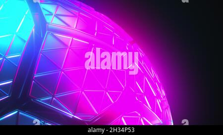 Polygonal 3d render round frame with broken joints and cyber fractals ...