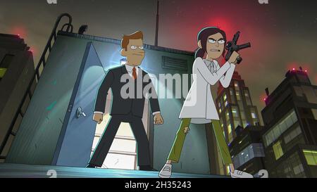 INSIDE JOB, from left: Reagan Ridley (voice: Lizzy Caplan), Brett Hand ...