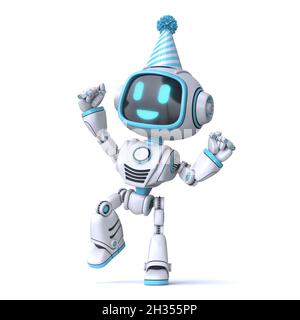 3D Rendering Dancing Robot on White Stock Photo - Alamy