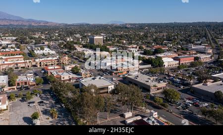 Daytime aerial view of downtown Redlands, California, USA Stock Photo ...