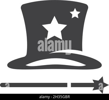 Hat with a stick icon. Simple illustration of hat with a stick vector ...