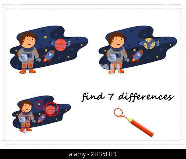 Planet and Rocket Ship Find The Differences Stock Vector Image & Art ...