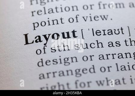 Fake Dictionary word, Dictionary definition of layout Stock Photo - Alamy