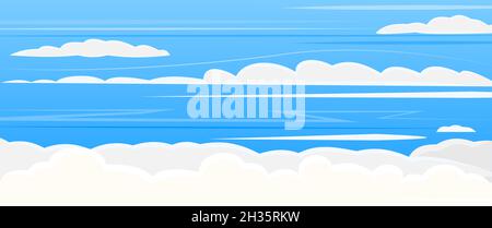 Strong wind in Sky clouds blue. Illustration in cartoon style flat ...