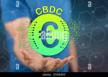 Cbdc concept above the hand of a man in background Stock Photo - Alamy