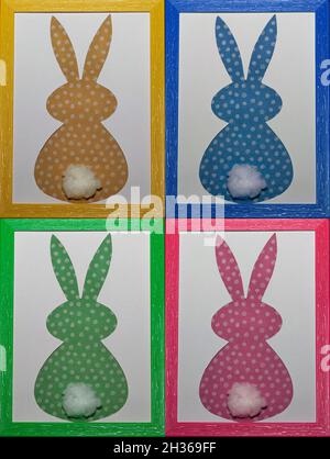 Easter card concept with craft paper notepad on concrete table Stock ...