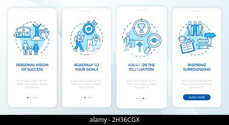 Happiness mindset components onboarding mobile app page screen Stock ...