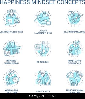 Mindset outline icons collection. Mental attitude, Outlook, Perspective ...