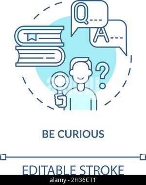 curious mind line icon, outline symbol, vector illustration, concept ...