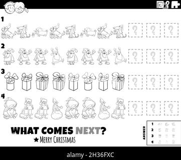 pattern game with cartoon characters coloring book page Stock Vector ...