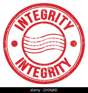 INTEGRITY, text written on red grungy postal stamp Stock Photo - Alamy