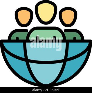 Three persons admin icon. Outline three persons admin vector icon color ...