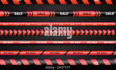 Black Friday red warning tapes, ribbobs. Template for black Friday sale ...