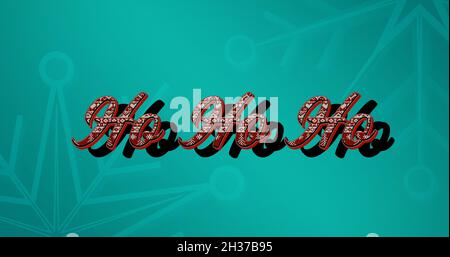 Image of ho ho ho text over snow falling on green background at ...