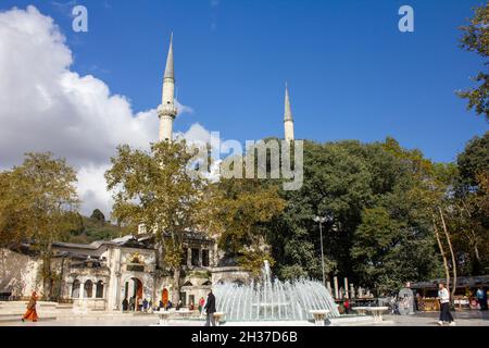 Eyup,Istanbul,Turkey-October-Wednesday-2021: Eyup Sultan Square. People ...