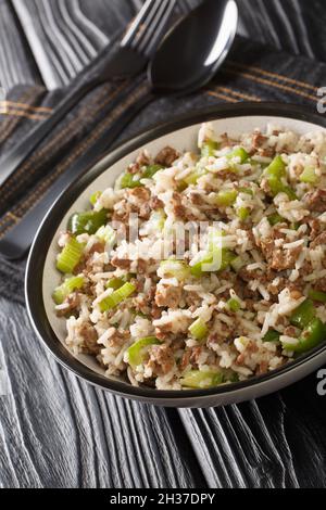 Dirty rice - traditional Creole dish made white rice which chicken ...