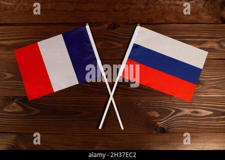 Russia, Russian vs France, French, Guadeloupe flags. Smoke flag placed ...