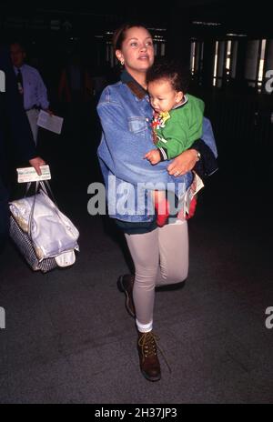 Vanessa Williams and son and Devin Hervey at Los Angeles International ...