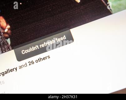 A pop-up informs Instagram users that the social media site is down on ...