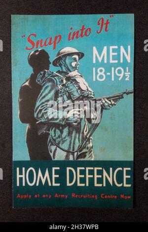 Recruitment poster (replica) for the Home Guard from WWII, part of a ...