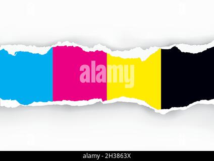 CMYK colors Ripped paper background. Ripped paper with printing colors ...