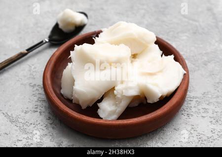 Bowl of lard spread on grey background Stock Photo - Alamy