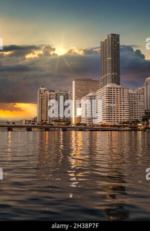 skyscrapers Miami Florida reflections water Stock Photo - Alamy