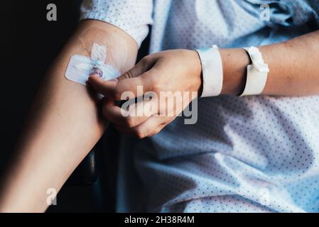 Arm of patient with drip Stock Photo - Alamy