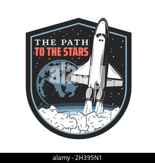 rocket launch galaxy emblem vector illustration design Stock Vector ...