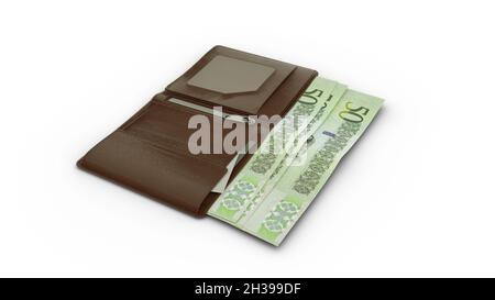 3D rendering of Gambian Dalasi notes in wallet Stock Photo - Alamy