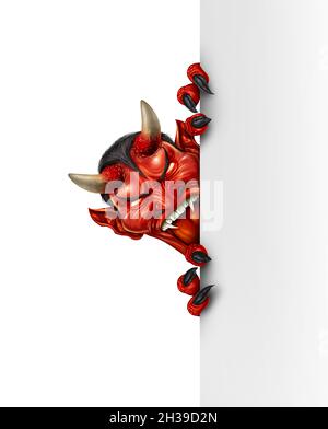 Red demon or devil. Halloween spooky cartoon character isolated on ...