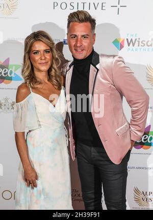 Gemma Oaten (left) and Matt Evers (right) are seen on stage during the ...