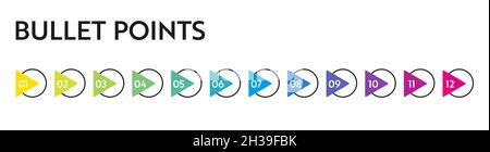 3D numbers bullet point. Circle buttons with numbers vector set. Colorful 3d buttons icons ...