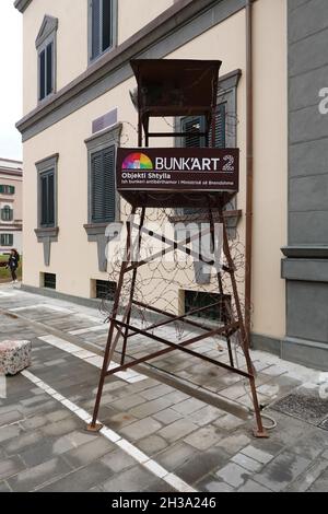 Sign and entrance of the Bunk Art 1 museum in Tirana, Albania, DEC 10 ...