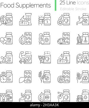 Dietary supplements icons set simple vector. Vitamin label. Package ...