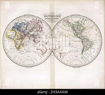 Historic illustrated vintage 18-19th century world map Stock Photo - Alamy