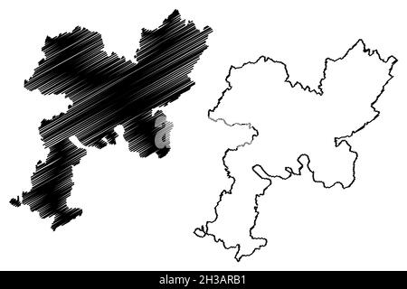 Patiala district (Punjab State, Republic of India) map vector ...