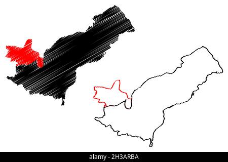 Pathankot district (Punjab State, Republic of India) map vector ...