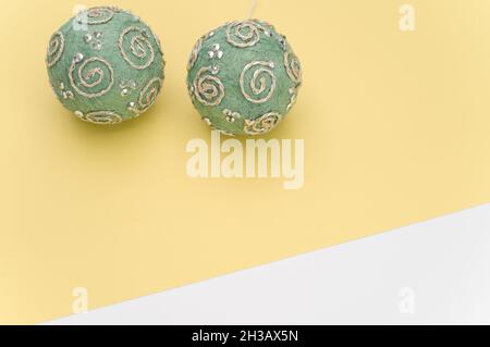 Paper Christmas balls on white background Stock Photo - Alamy