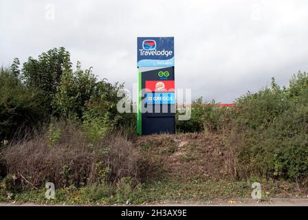 Sign for Travelodge Doncaster plus EG Group, Burger King and Greggs A1 ...