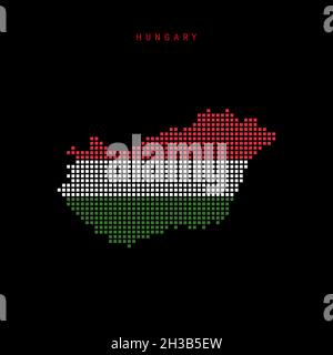 Square dots pattern map of Hungary. Hungarian dotted pixel map with ...