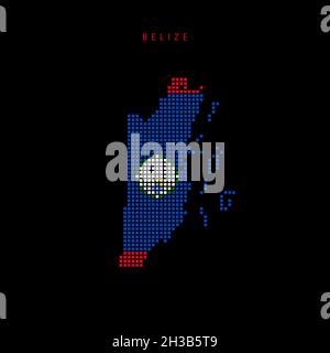 Square dots pattern map of Belize. Belizean dotted pixel map with national flag isolated on ...