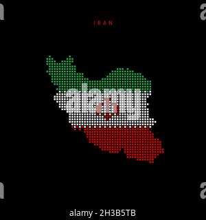Square dots pattern map of Iran. Iranian dotted pixel map with national ...